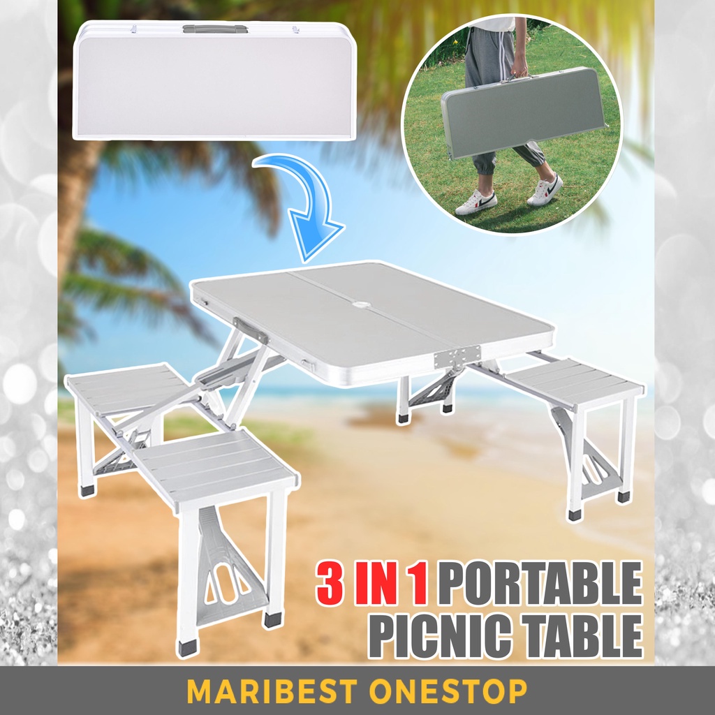 Aluminium Foldable Picnic Table Meja Lipat With 4 Chairs Folding ...