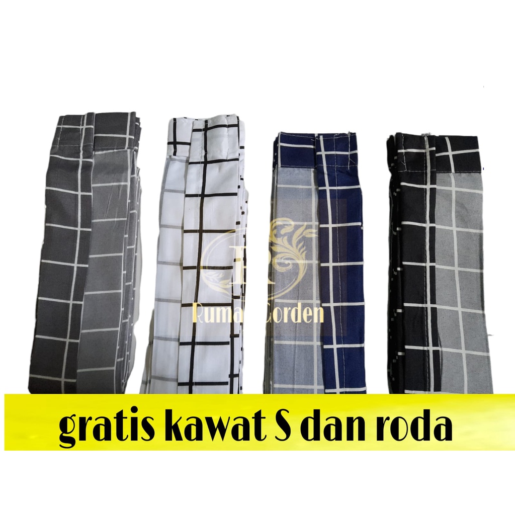 Window door curtains 200x200 aesthetic checkered plisket style curtains ...
