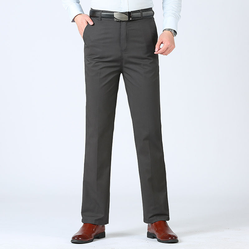 READY STOCK Men's Pants Loose Straight High Waist Cotton Casual Pants ...