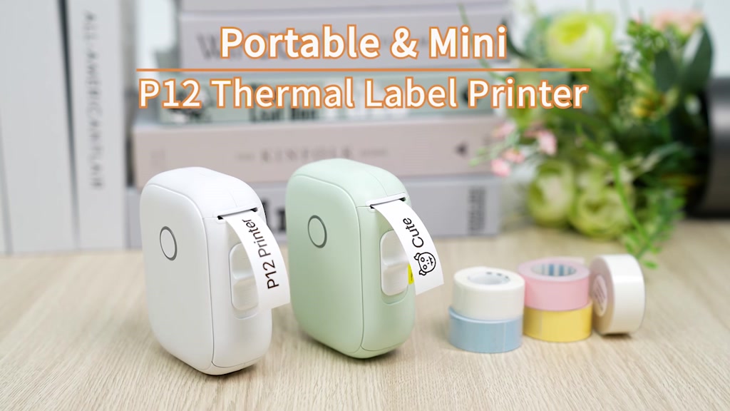 Inkless Thermal Printer P12 Portable Label Printer Bluetooth Wireless ...