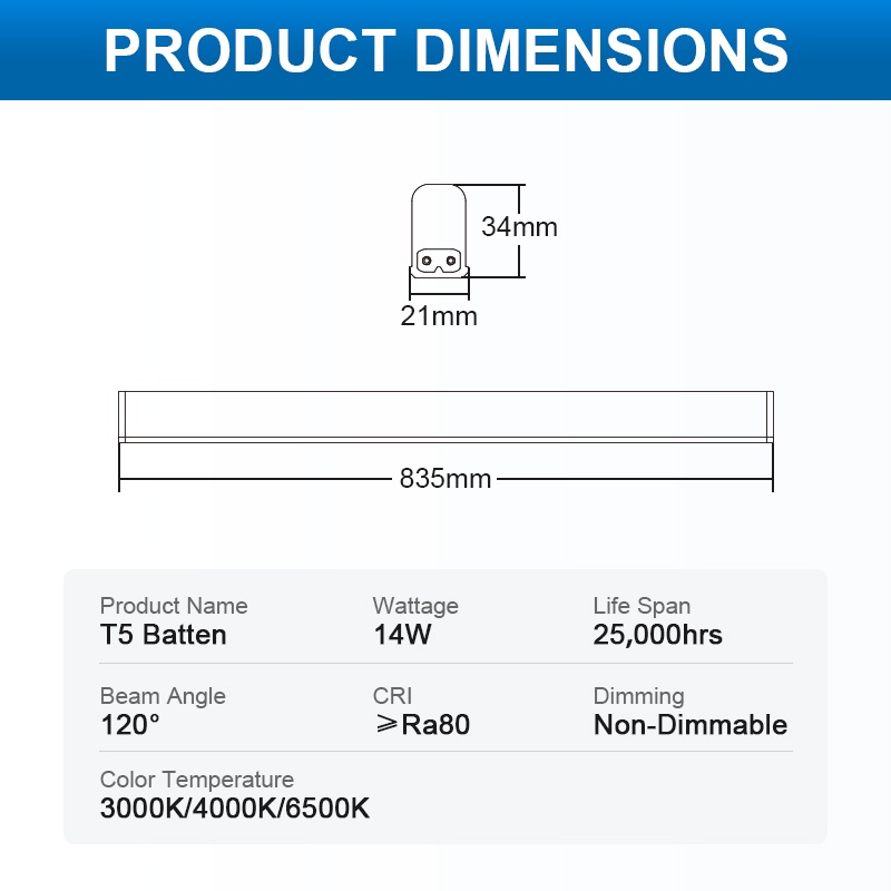 Megaman LED Light Tube T5 Batten 1/2/3/4FT 5W /9W /14W /18W Easy ...