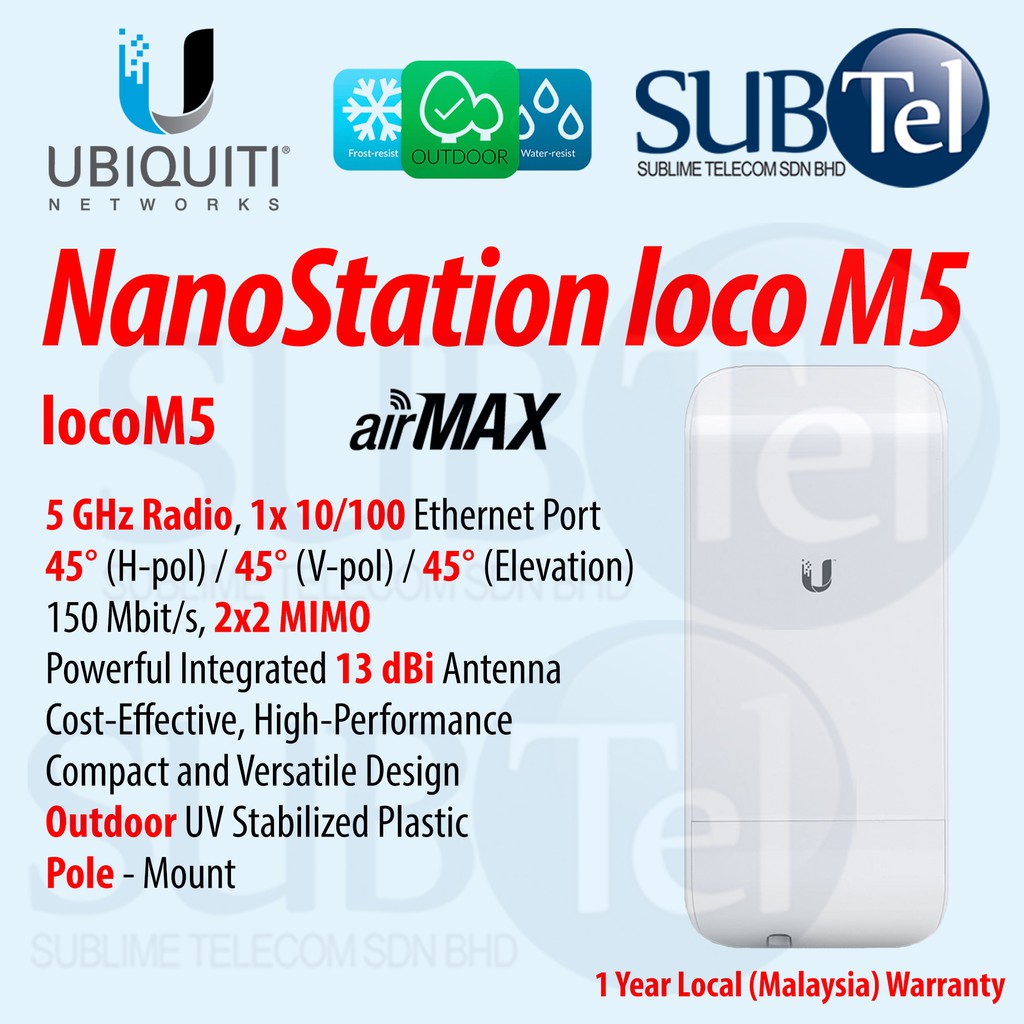 LocoM5 Ubiquiti Networks AirMax NanoStation Loco M5 Wireless Bridge ...