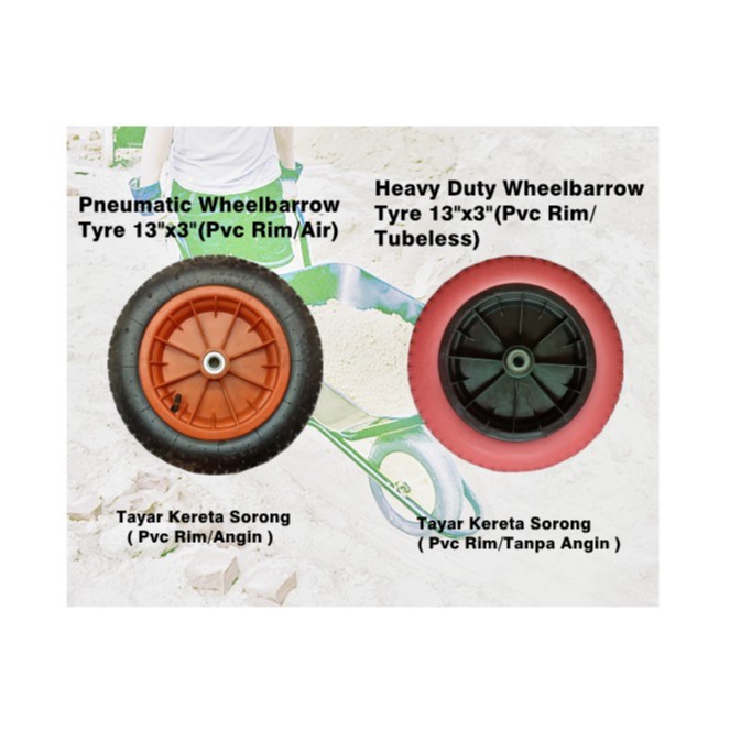 PVC Pneumatic Wheel Barrow Tyre 13''X3'' (AIR) / Heavy Duty Wheel ...
