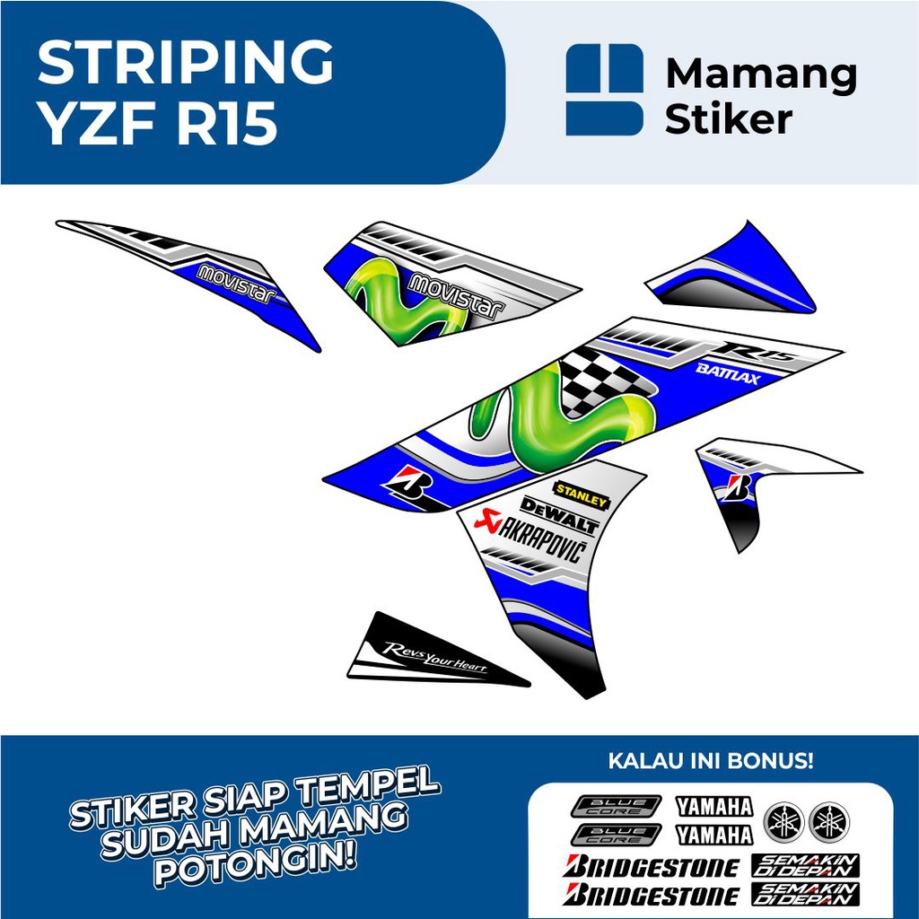 MERAH HITAM PUTIH HIJAU Striping YAHAMA R15 V2 SEMIFULLBODY Graphic (7 ...