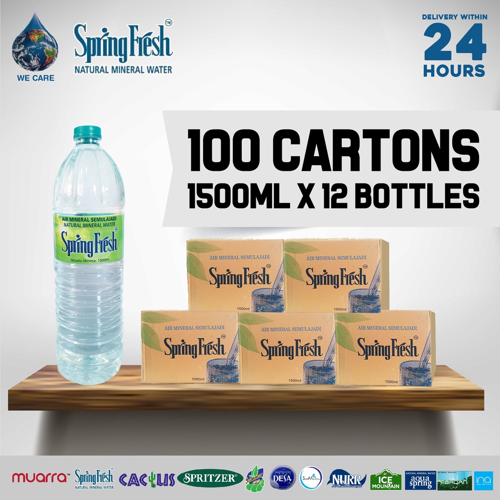 Spring Fresh Mineral Water (1500ml x 12 Bottles x 100 Cartons) | Shopee ...