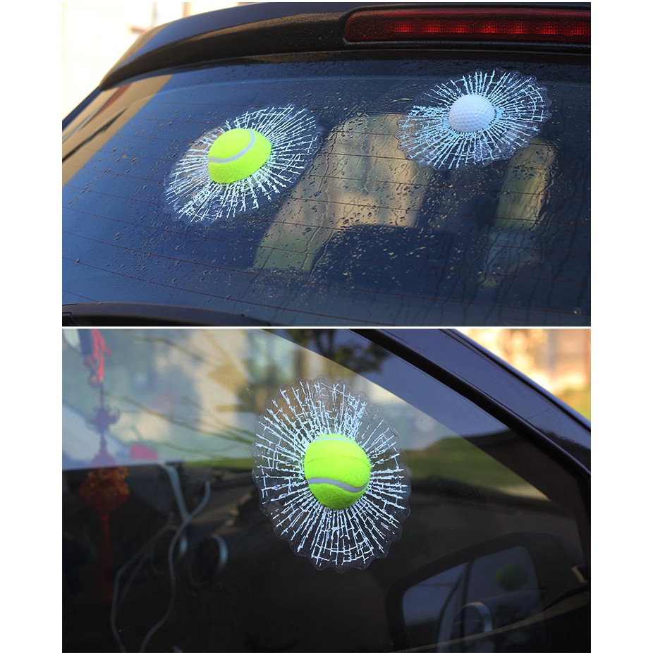 DLW (READY STOCK) 3D car sticker - funny ball hits window,windscreen ...
