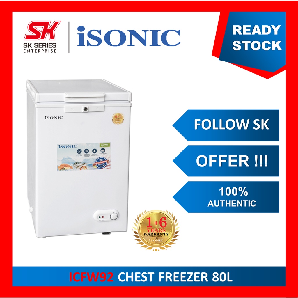 ISONIC ICF-W92 CHEST FREEZER 80L PETI DINGIN BEKU | Shopee Malaysia