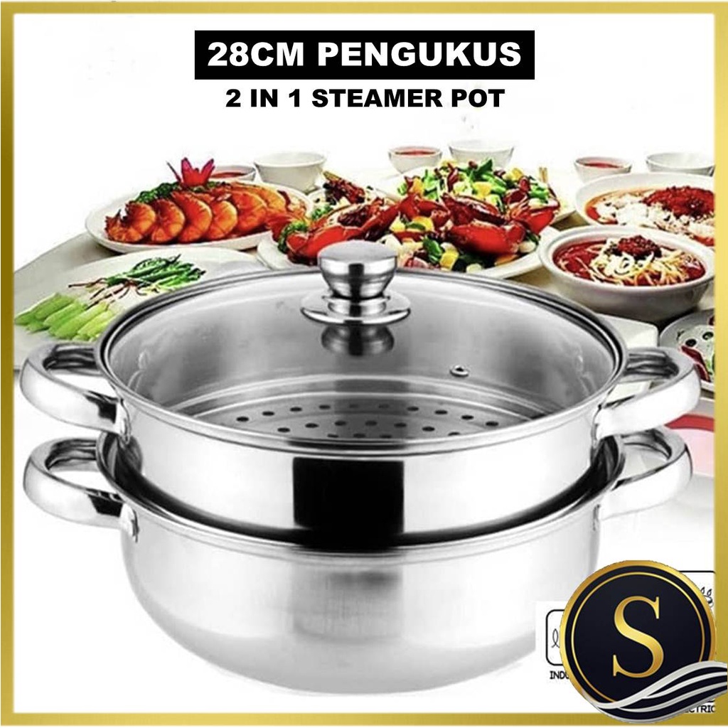 28cm 2 Tiers Multipurpose Steamer Pot Set 2in1 Steamer Pot Set ...