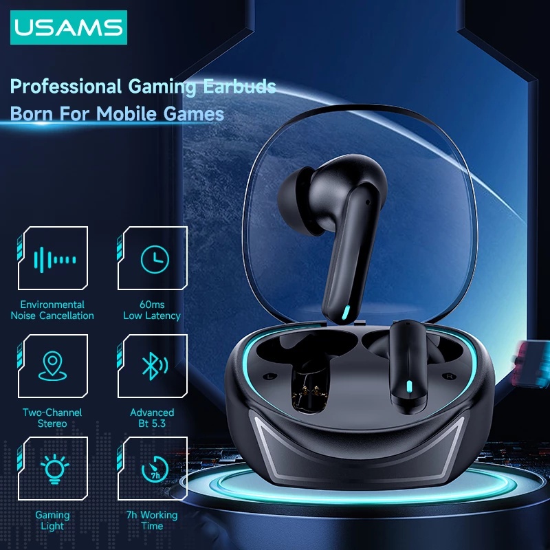 USAMS AAC SBC Hi-Fi Stereo Dual Mic TWS Wireless Gaming Earbuds ...