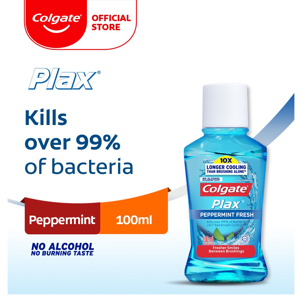 Colgate Plax Peppermint Mouthwash 100ml Travel Sample Trial | Shopee ...