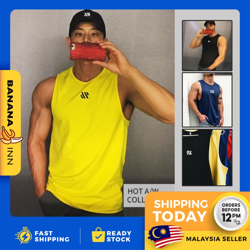 Gym Tank Top Singlet for Men Fitness Sports Polyester | Shopee Malaysia
