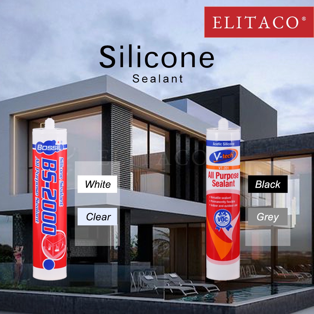 ELITACO Bossil Vtech Acetic Silicone Sanitary Acrylic Construction ...