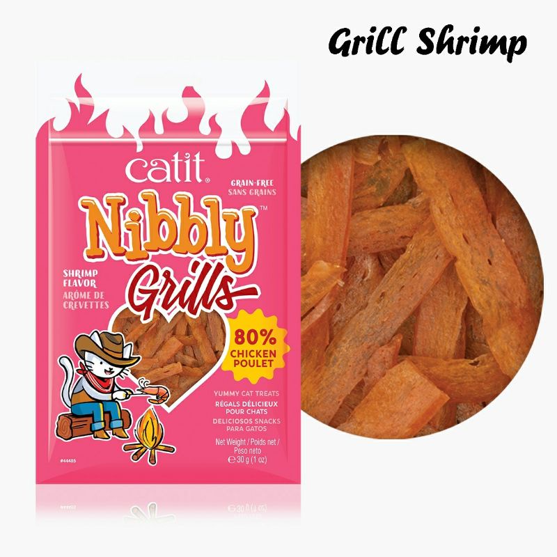 Catit Healthy Cat Treats 30g Nibbly Chicken Jerky Seafood Wraps Grills ...