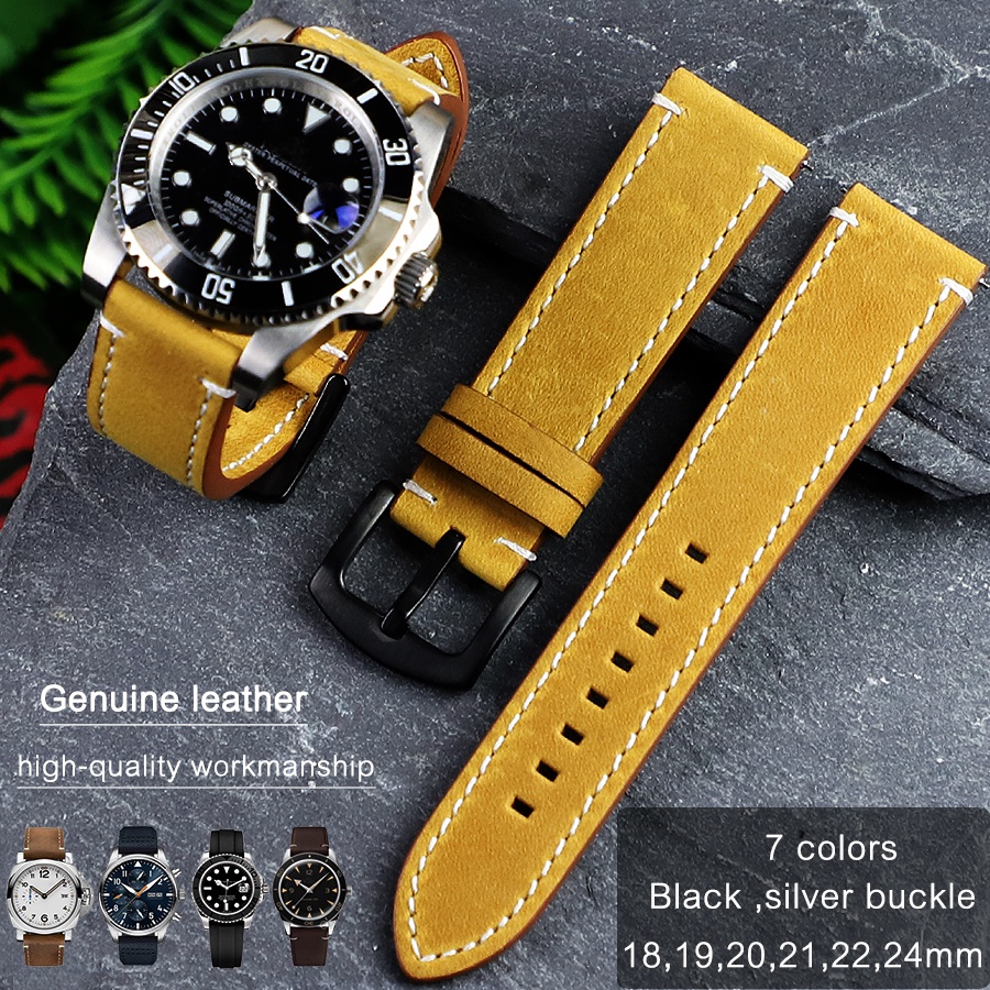 18mm,19mm,20mm,21mm,22mm,24mm Vintage Leather Watch Strap Quick Release ...