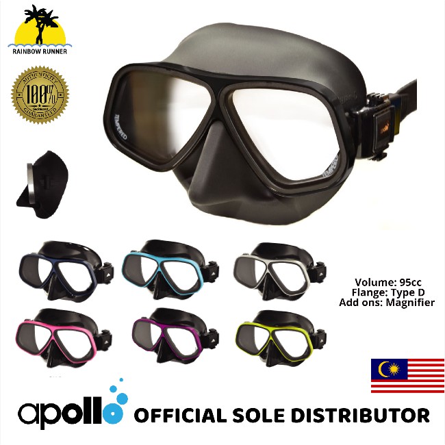 Apollo Bio Metal Scuba Diving Mask (Low Profile/Low Volume Dive Mask ...
