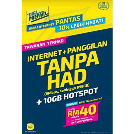 DiGi Next 40 Unlimited Data & Call Prepaid | Shopee Malaysia