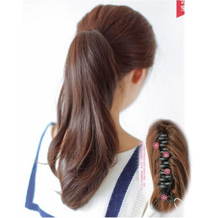 Pony tail clip wig extension40cm z9a/ ready stock sanggul rambut sepit ...