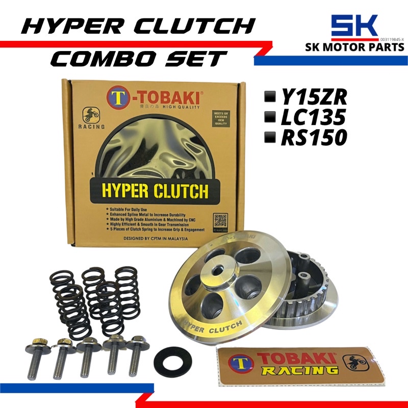 Racing Hyper Clutch Y15ZR/LC135/RS150 TOBAKI(TOBAKI CLUTCH SET HYPER ...