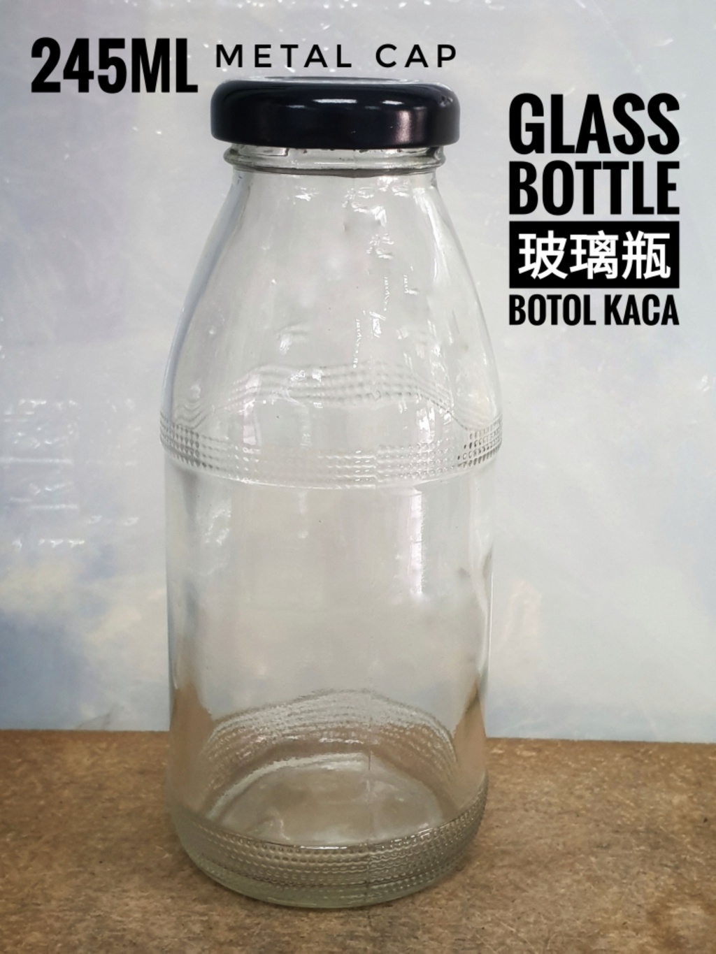 250ml Glass Bottle 玻璃瓶 Botol Kaca for Coffee Tea Juice soya Bean ...