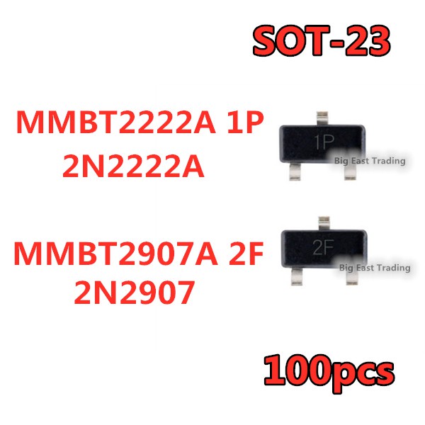 100pcs 2N2222A 1P SOT-23 2N2222 MMBT2222A MMBT2907A 2N2907A 2F 2N2907 ...