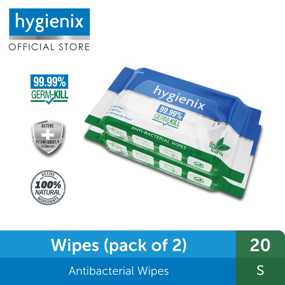 [Twin Pack] Hygienix Antibacterial Wipes 20 sheets (Pack of 2) | Shopee ...