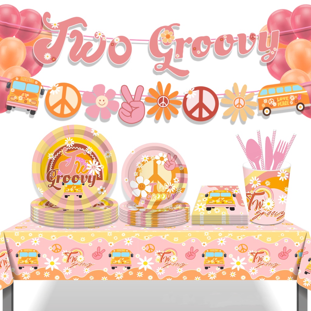 FANGLELAND Rainbow TWO GROOVY Theme Party Cutlery 8 Person Set ...