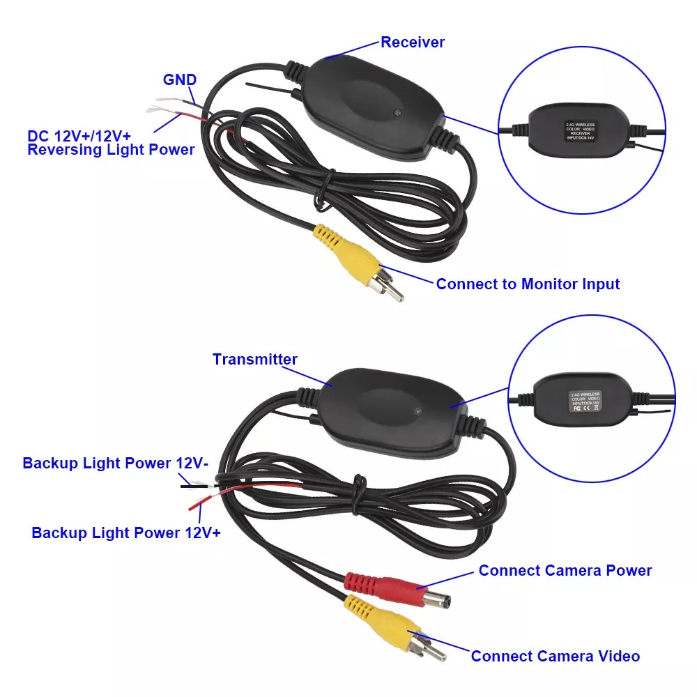 Wireless RCA AV Adapter Car Rear View Backup Reverse Camera Parking ...