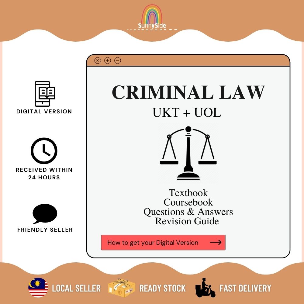 [DIGITAL VERSION] Criminal Law LLB UKT UOL Textbook Coursebook Q&A Key ...