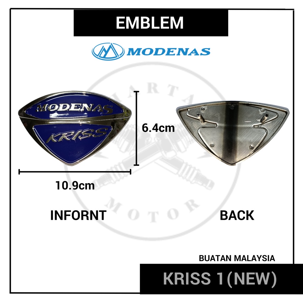 MODENAS KRISS 1 KRISS1 NEW EMBLEM LOGO STICKER HORN COVER METAL BESI ...