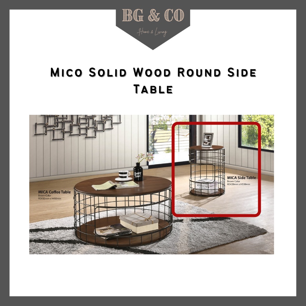 MICO Industrial Style Side Table Living Room Table Round Table Coffee ...