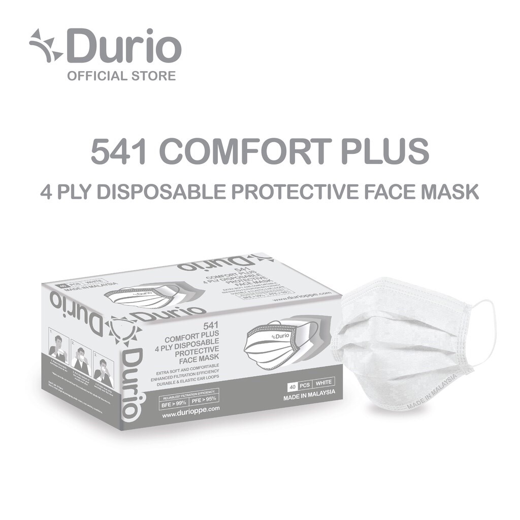 Durio 541 Comfort Plus 4 Ply Surgical Face Mask (40 Pcs) | Shopee Malaysia