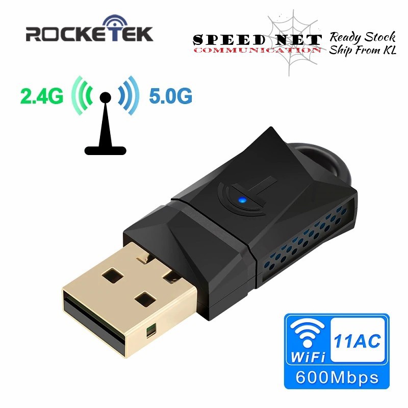 Rocketek 300/600Mbps USB WiFi Dongle Adapter, Dual Band USB Wireless ...