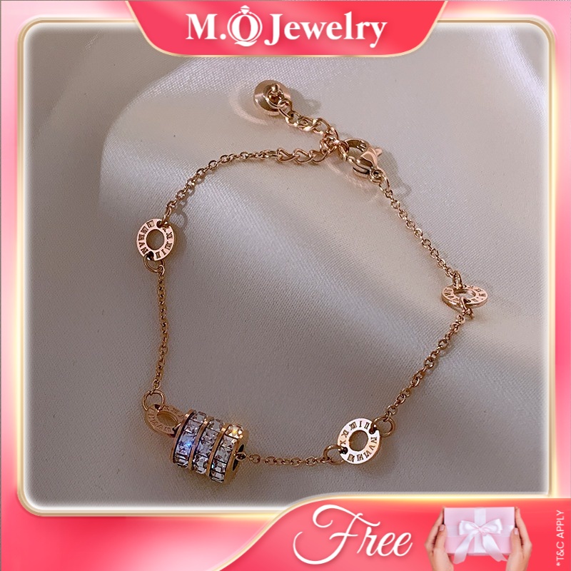 MQJEWELRY Bangle Bracelet Stainless Steel Rose Gold 20cm Korean Style ...