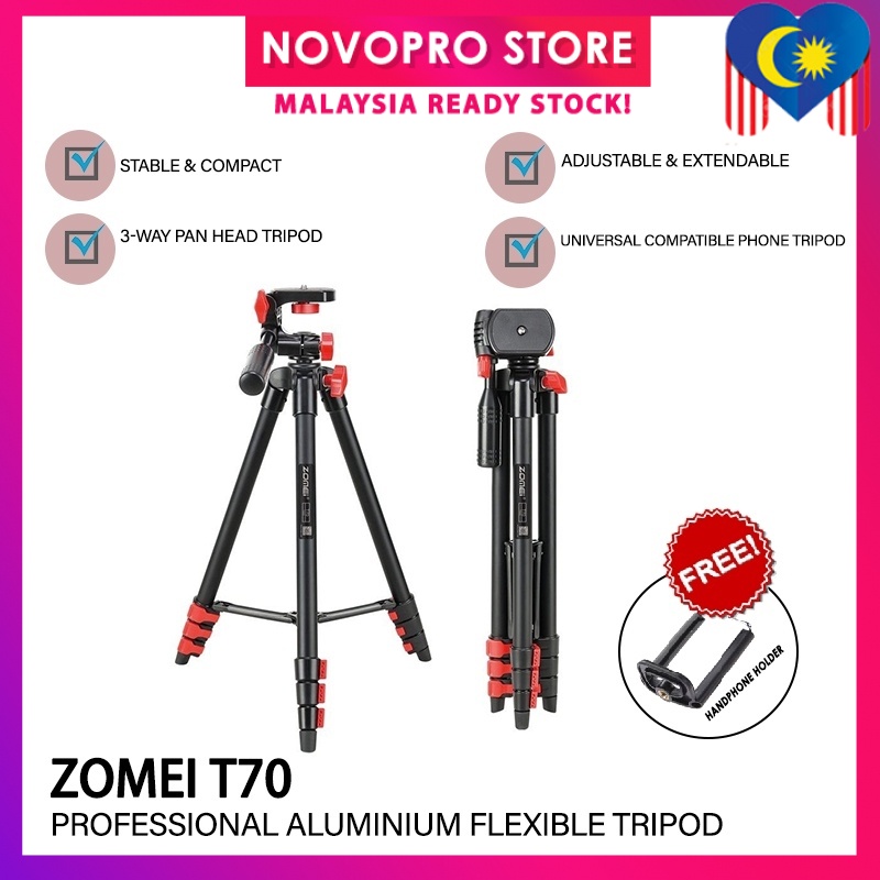 (FREE HOLDER) Zomei T70 Professional Aluminium Flexible Tripod with ...
