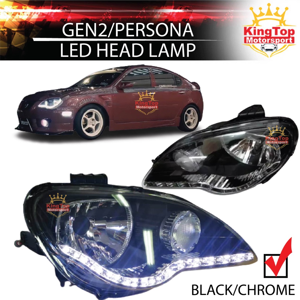 Proton Gen2 / Persona Head Lamp Led Stripe Design - Black ( 1 SET 2 PCS ...