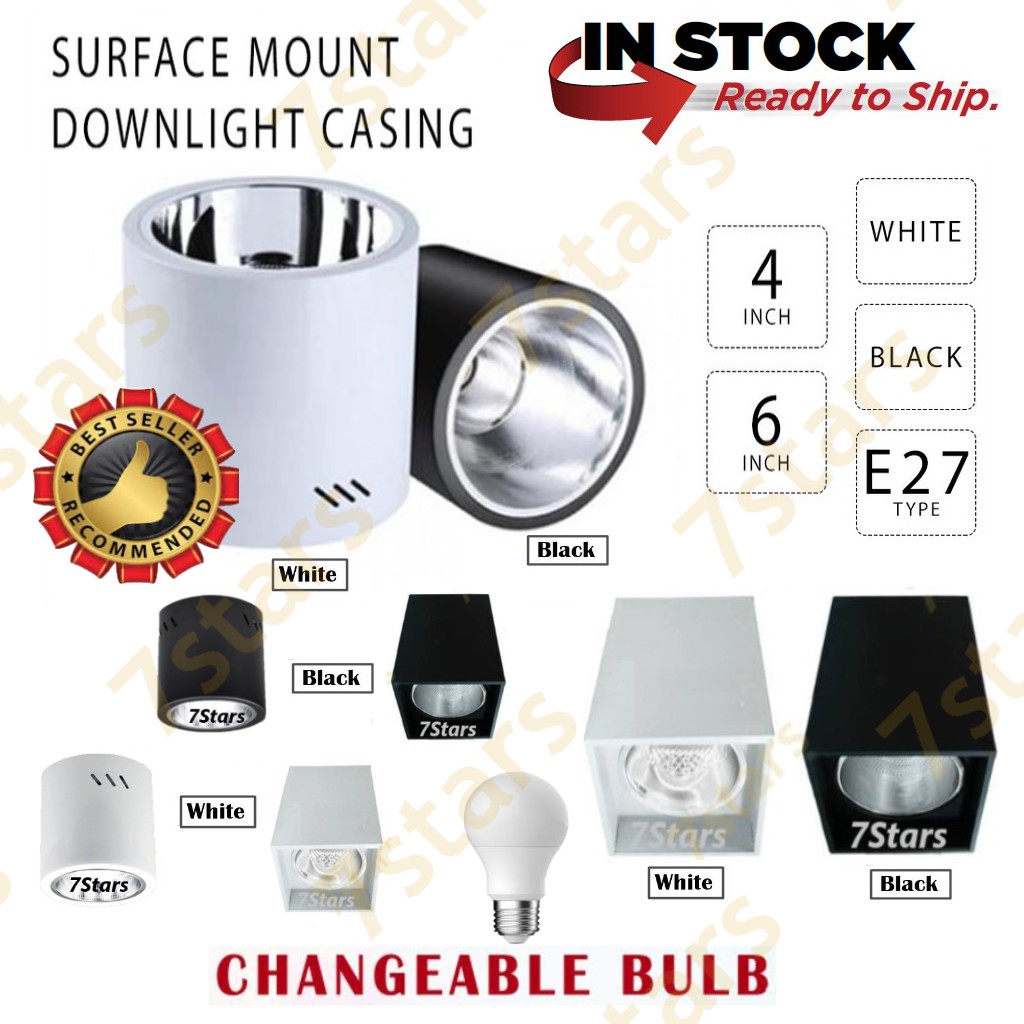 Surface Mounted Light Casing 4“ / 6" Ceiling Led (Tin Milo) - White ...