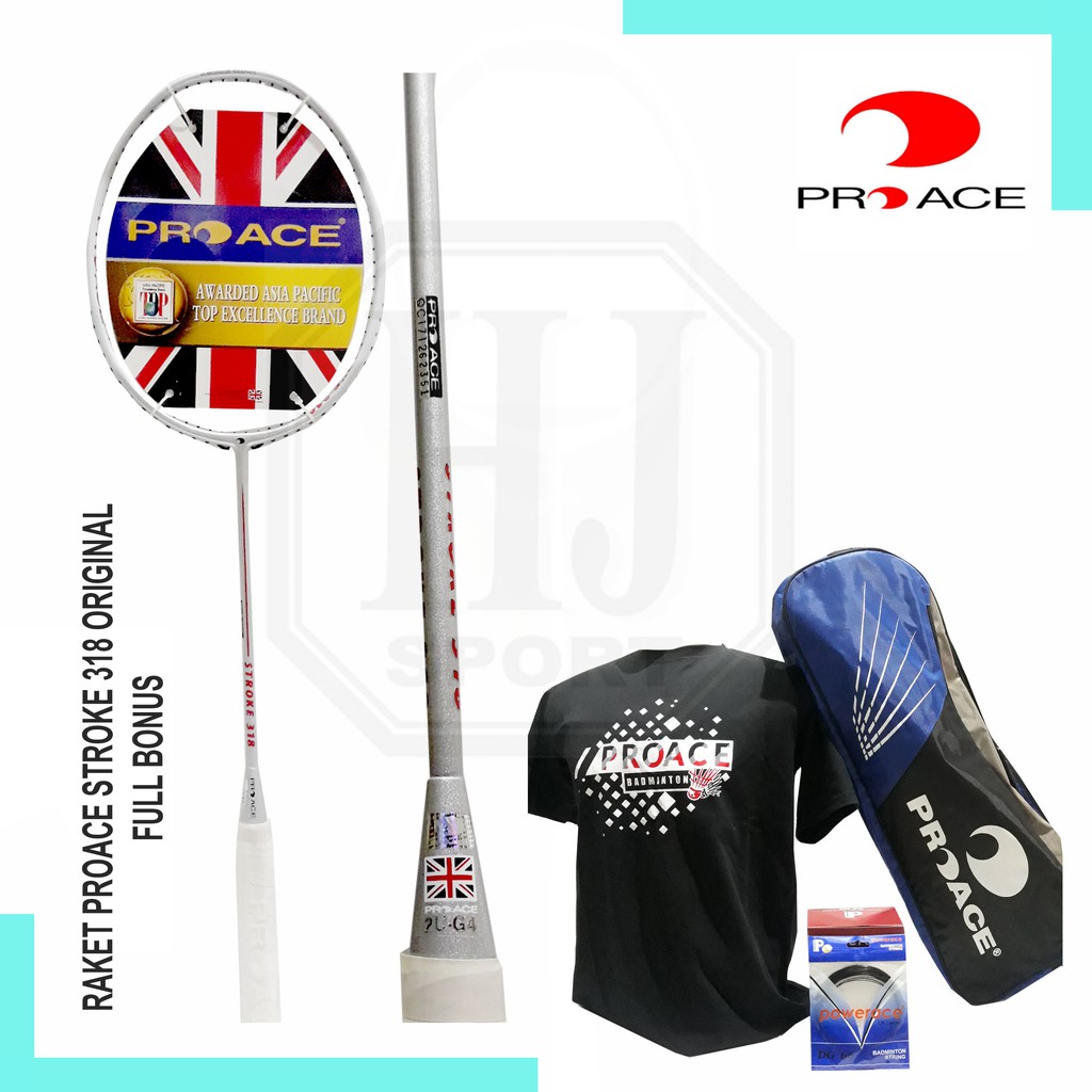 Original Pro Ace Stroke 318 Racket Complete Bonus Badminton | Shopee ...