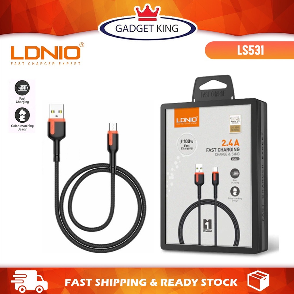 GADGETKING LDNIO LS531 1M / LS532 2M MicroUSB / IP / Type-C 2.4A Fast ...