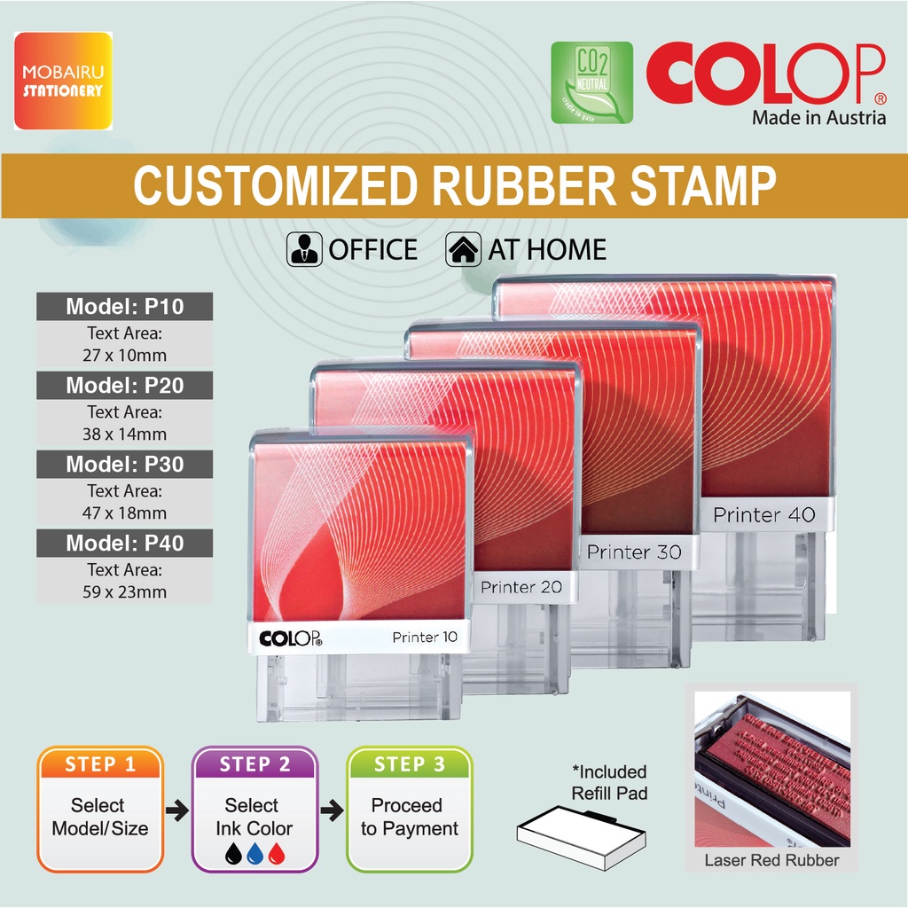 COLOP Customized Rubber Stamps - Printer Line P10 to P40 [Office, School & Hospital] [Ink: Black ...