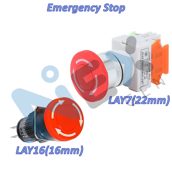 LA7 LAY16 Emergency Stop E Stop Self-Locking Mushroom Push Button ...