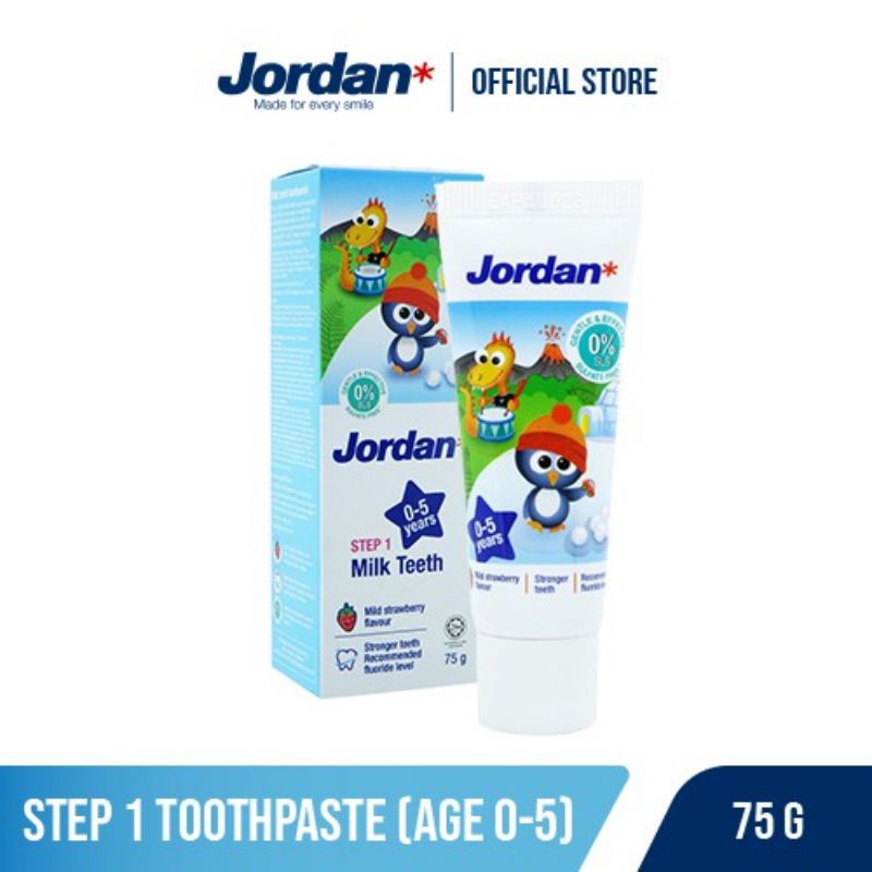 Jordan KIDS TOOTHPASTE MILK TEETH STEP 1 (0-5 YEARS) And STEP 2 (6-12 YEARS) 75G | Shopee Malaysia