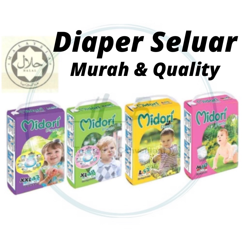 Midori Disposable Baby Diaper Pants (S66 / M60 / L52 / XL48 / XXL42 ...