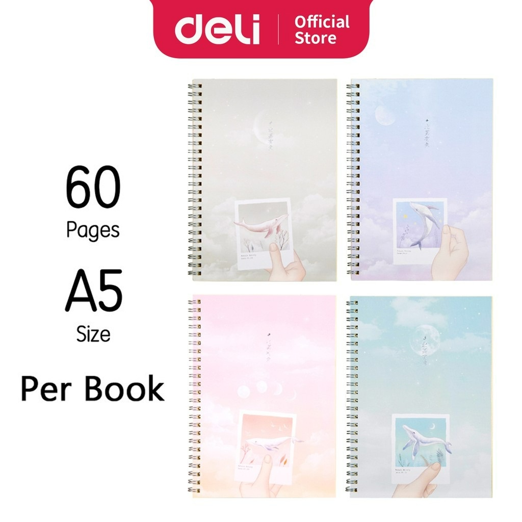Deli Notebook LA560 Spiral/Loose-Leaf Notebook Size A5 - Fish Series ...