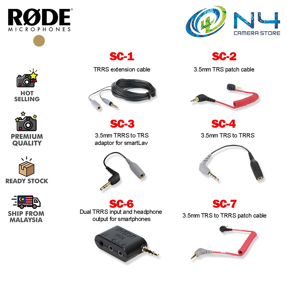 RODE SC1 SC2 SC3 SC4 SC6 SC7 TRS to 3.5mm Adapter For Smartlav ...