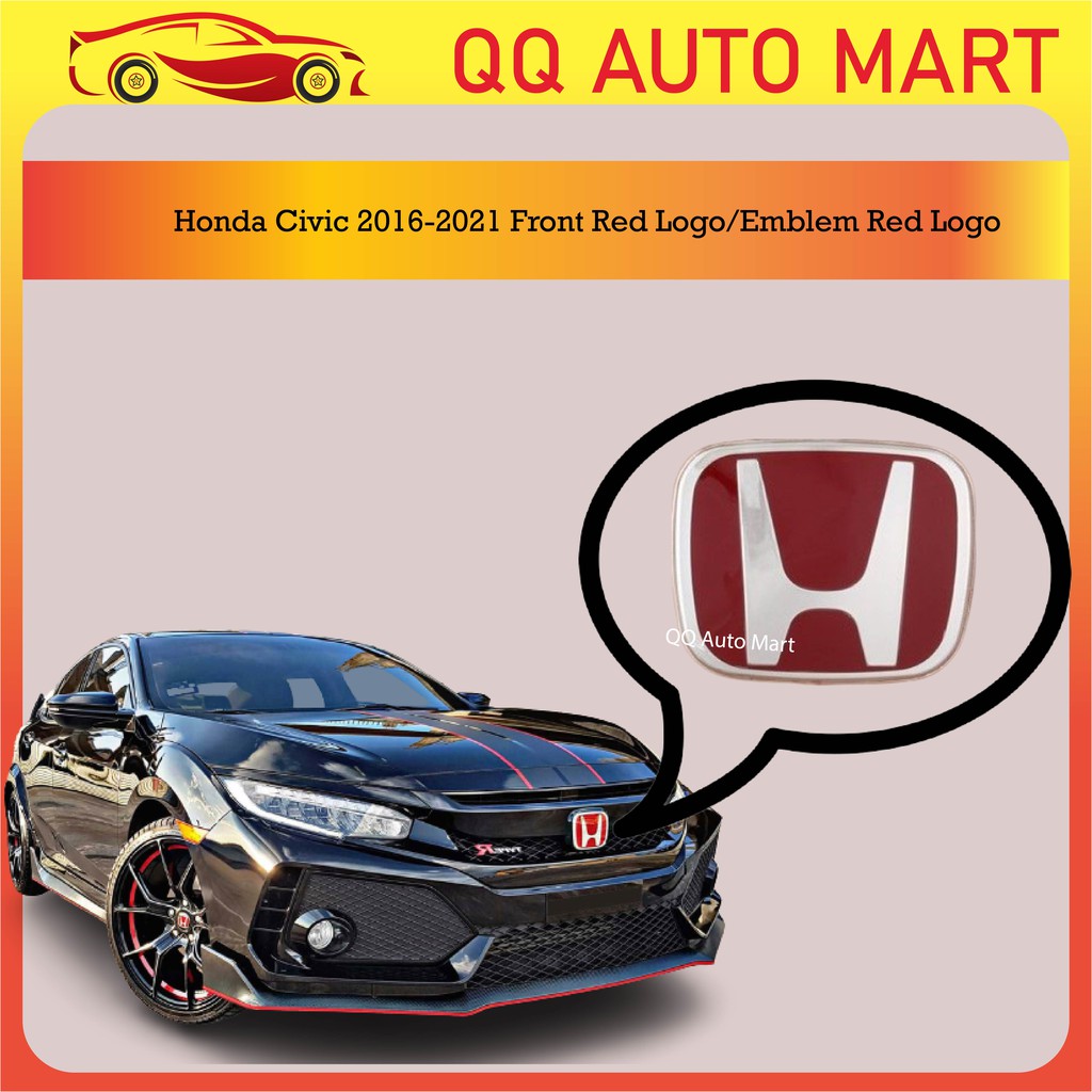 Honda Civic Fc 2016-2021 Front & Rear Red Logo / Red Emblem | Shopee ...