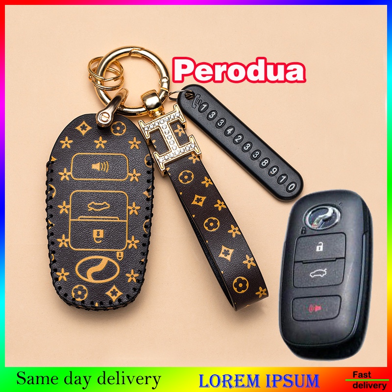 Perodua New Myvi 2022 /Ativa Leather Car Key Cover Accessories | Shopee ...