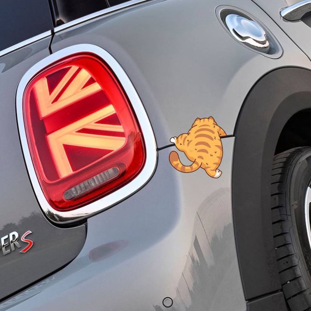 Pet Cat Car Sticker Cartoon Funny Cat Scratches Reflective Waterproof ...