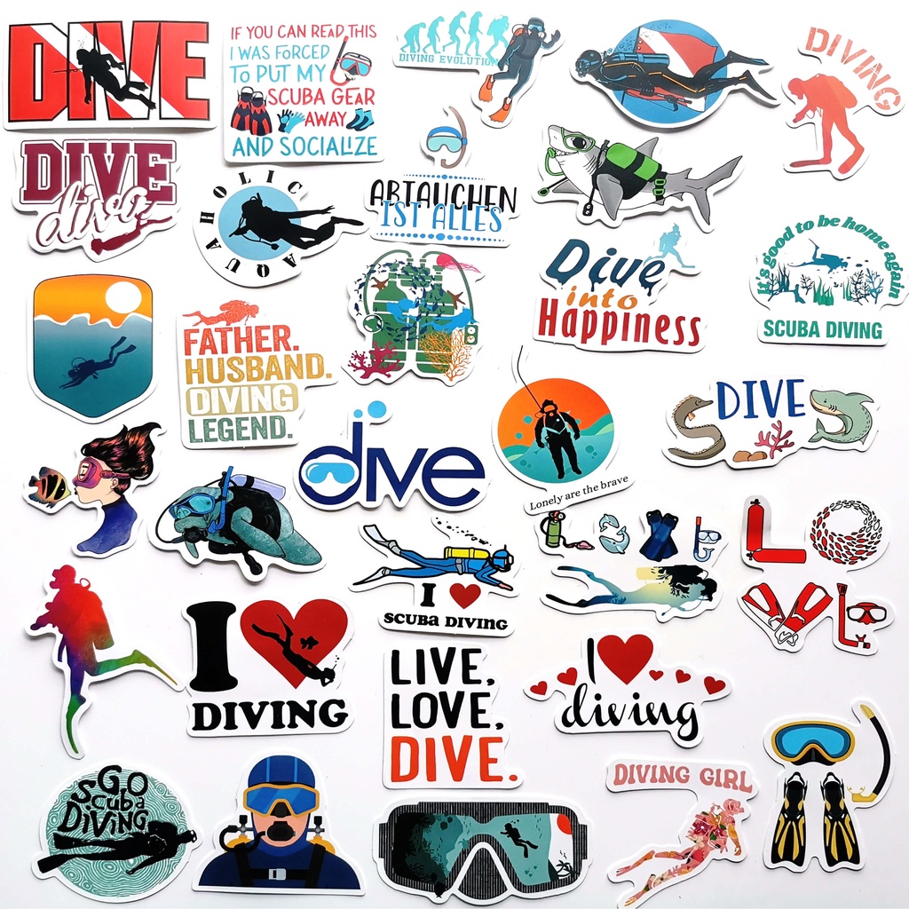 50Pcs Funny Diving Stickers for Car Scuba Diving Decals Freediving ...
