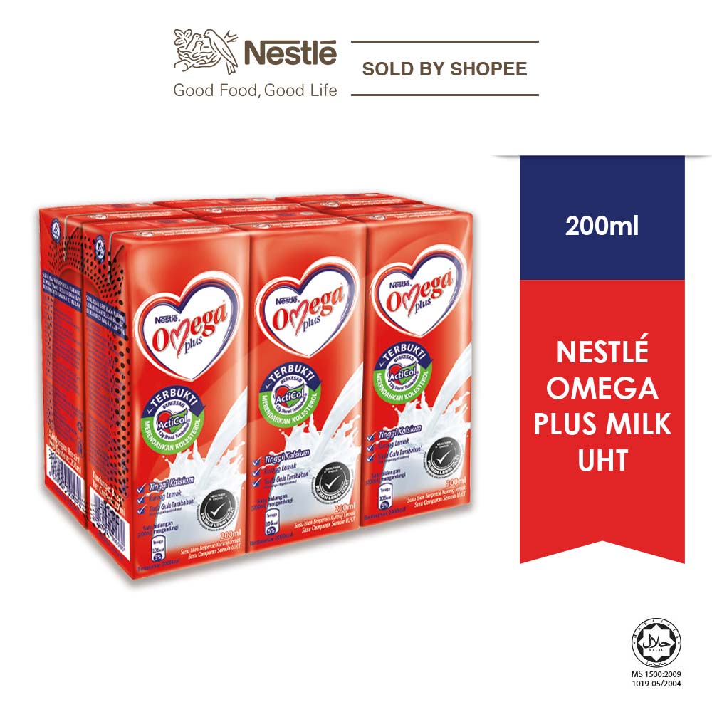 NESTLE OMEGA Plus UHT Plain Milk (200ml x 6pcs) [Exp. date: 14 Mar' 24 ...