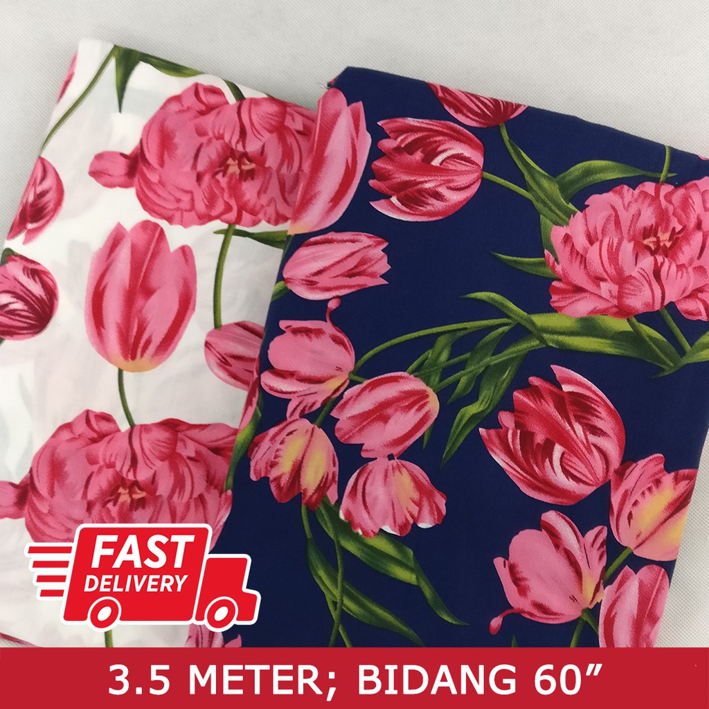 [READY STOCK] Kain Pasang Cotton English Bunga Tulip Flower Design ...